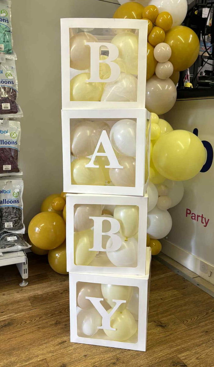 Lemon, Alabaster & White Baby Boxes – Talking Balloons
