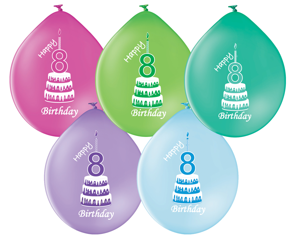 Latex Preprinted 8th Balloons | 10"| 10 Pack – Talking Balloons