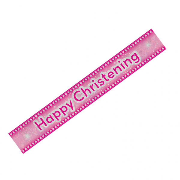 Happy Christening Pink Banner | 9ft – Talking Balloons