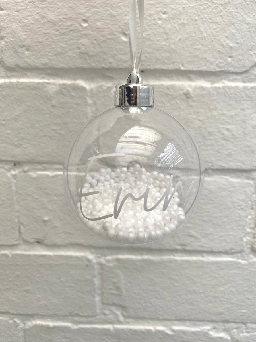 Personalised Snow Filled Bauble - Small | Collection Only – Talking ...